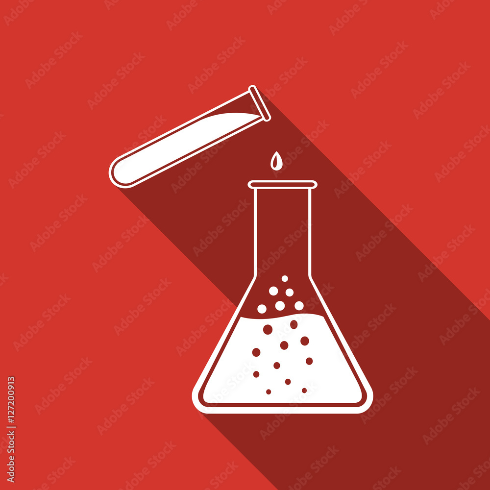Test tube and flask - chemical laboratory test flat icon with long ...