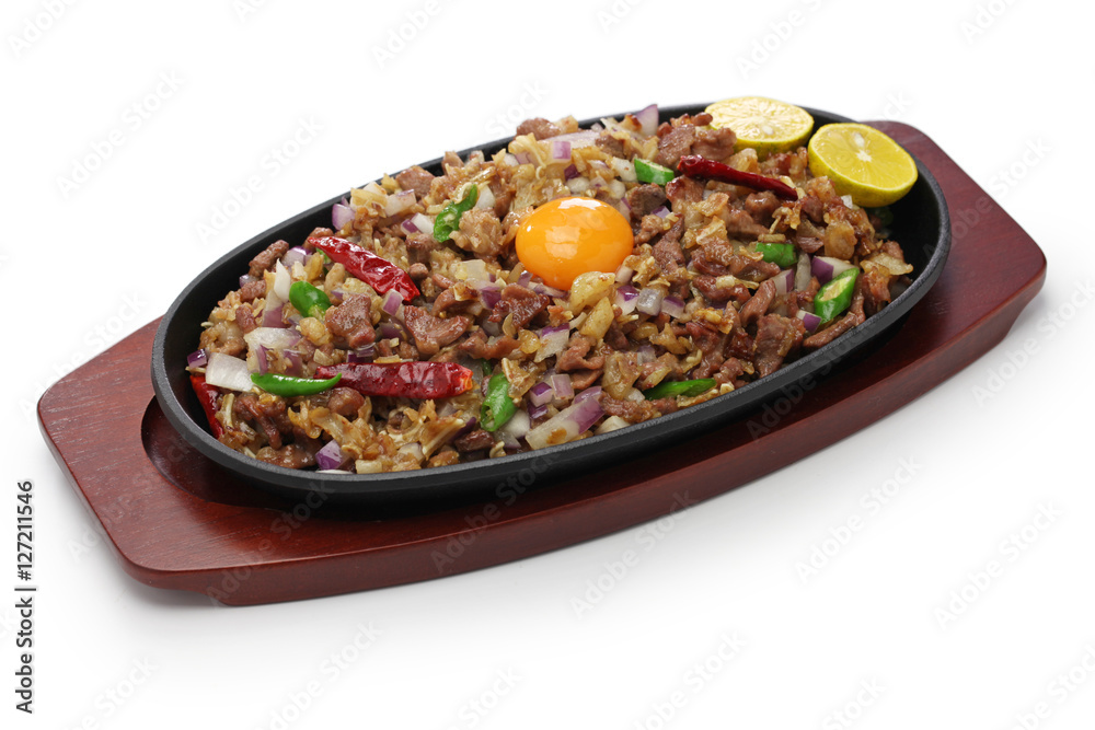 sizzling pork sisig, filipino cuisine Stock Photo | Adobe Stock
