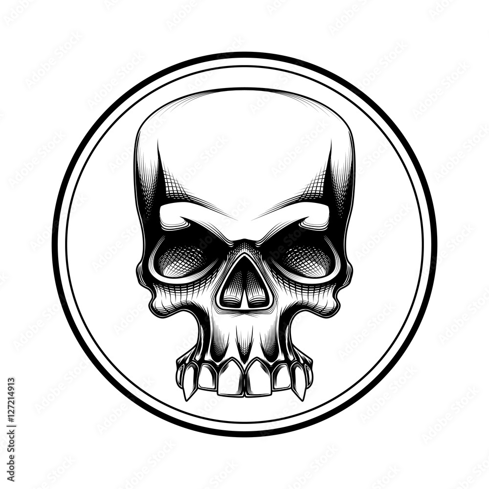 Human Skull Halloween Horror Death Symbol Tattoo Stock Vector | Adobe Stock