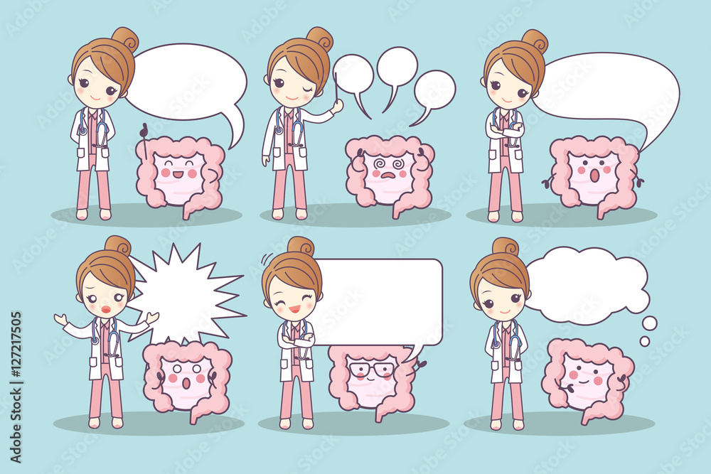 cartoon intestine and doctor Stock Vector | Adobe Stock