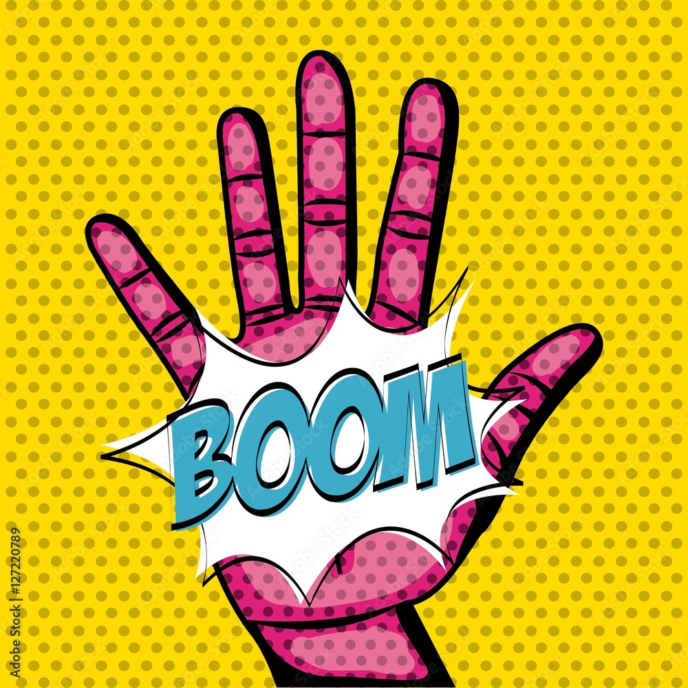 human hand comic design over pop art colorful background. vector ...