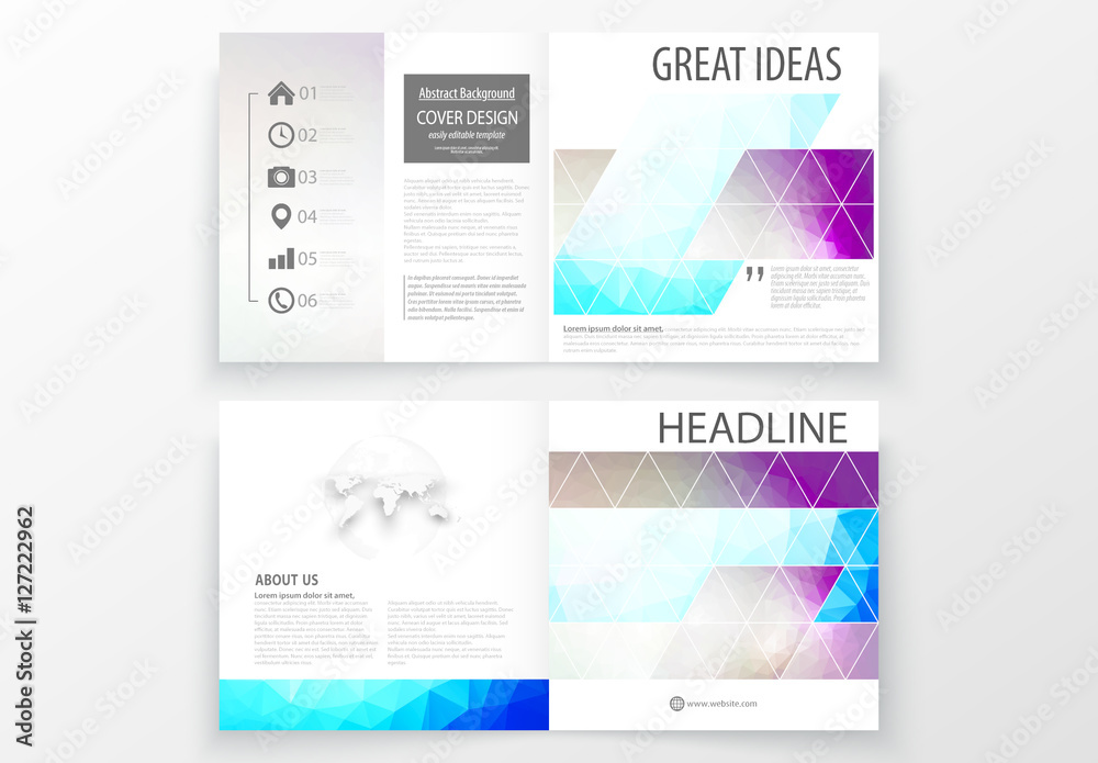 Square Brochure Layout with Cool Tone Geometric Design Element 7 Stock ...