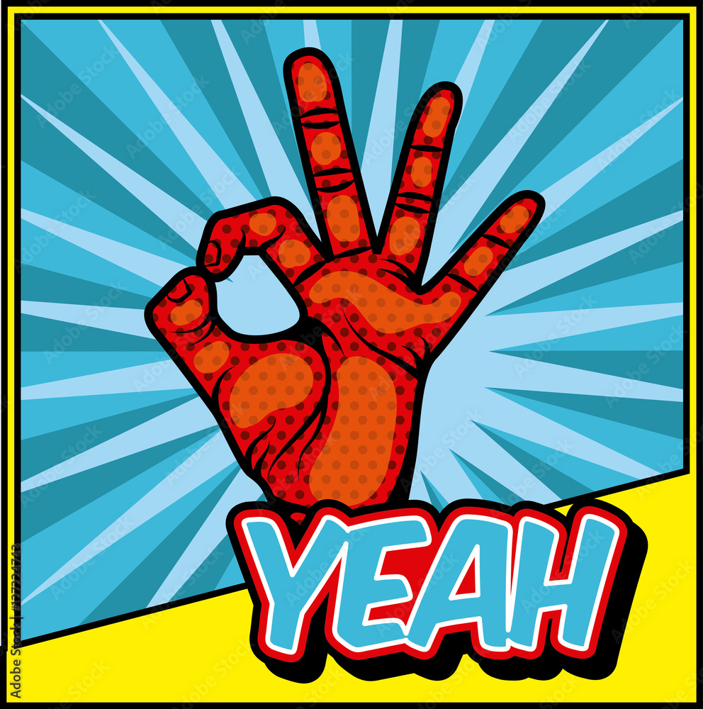 hand gesture with comic and pop art colorful design. vector ...
