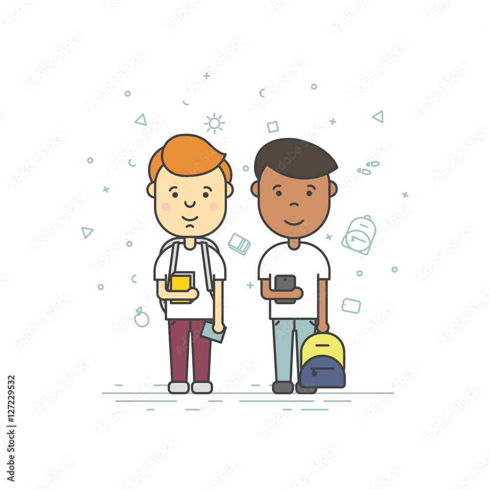 Cute pupils students Stock Vector | Adobe Stock
