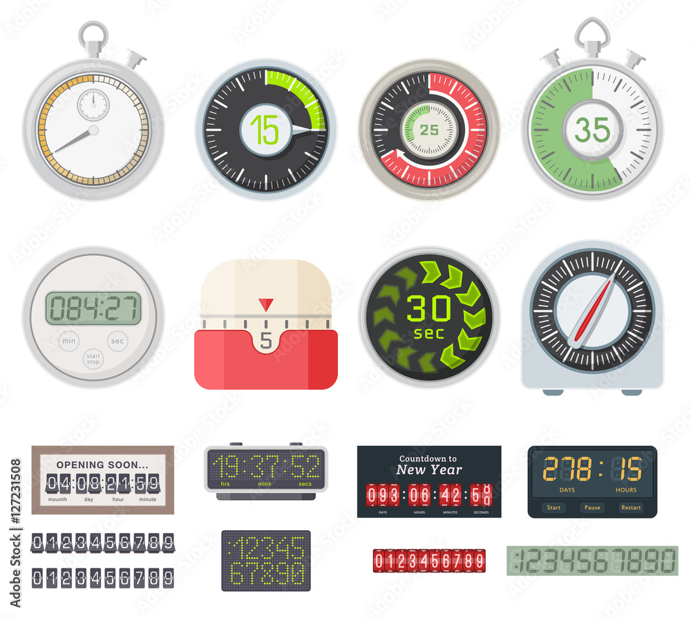 Timer clocks vector set. Stock Vector | Adobe Stock