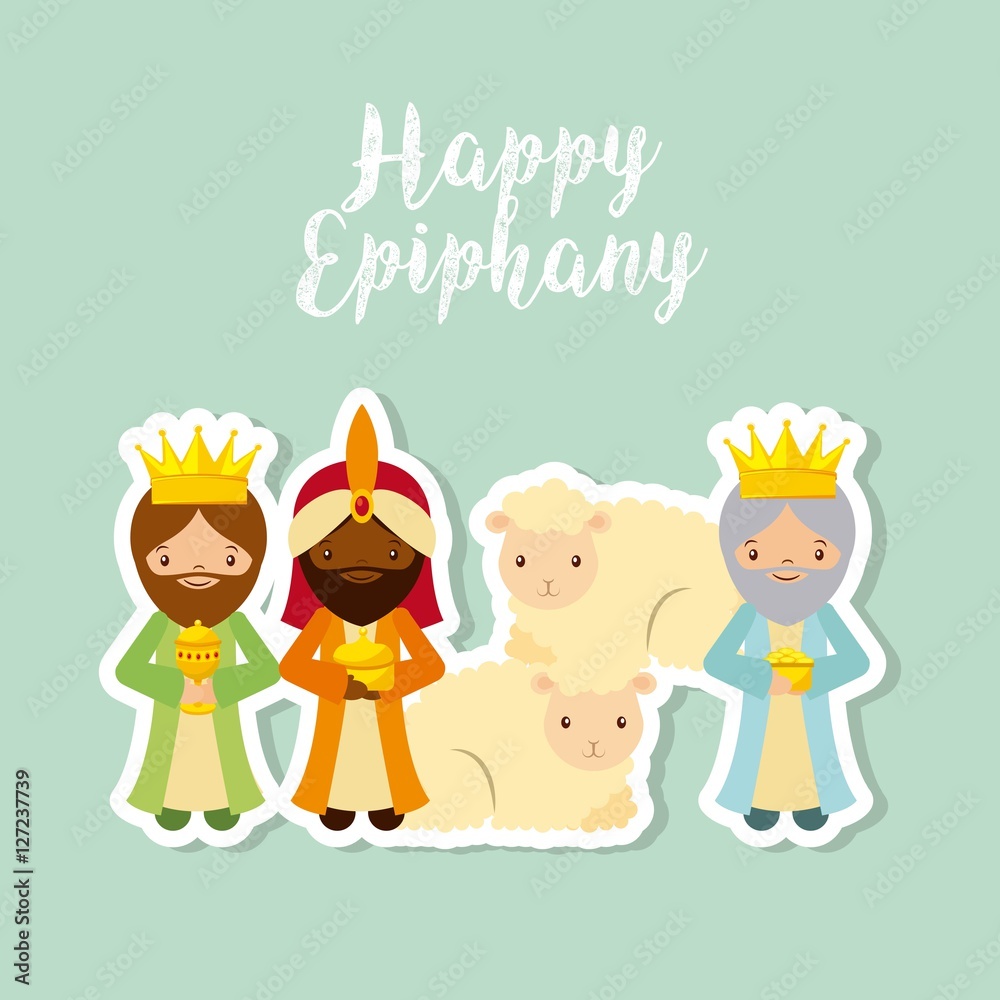 cartoon three wise men. happy epiphany design. vector illustration ...