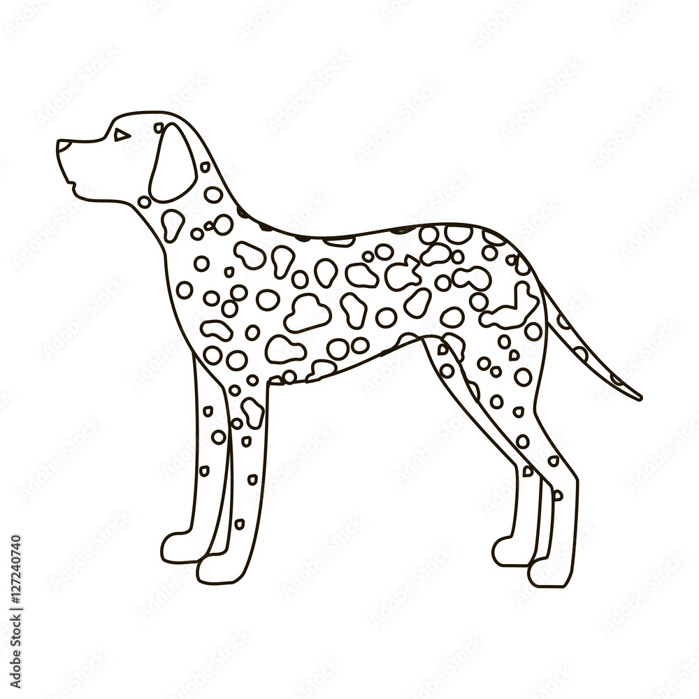 Dalmatian icon in outline style isolated on white background. Dog breeds symbol stock vector ...