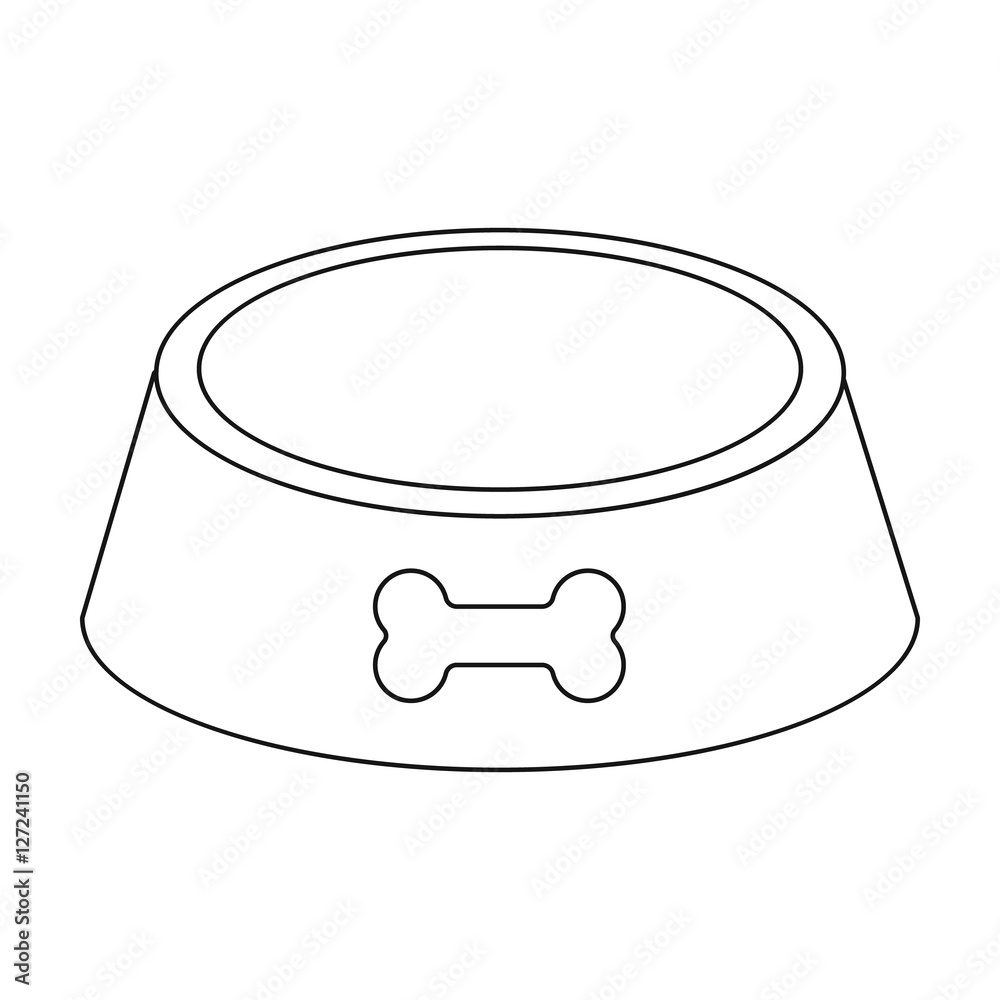 Dog bowl icon in outline style isolated on white background. Dog symbol ...