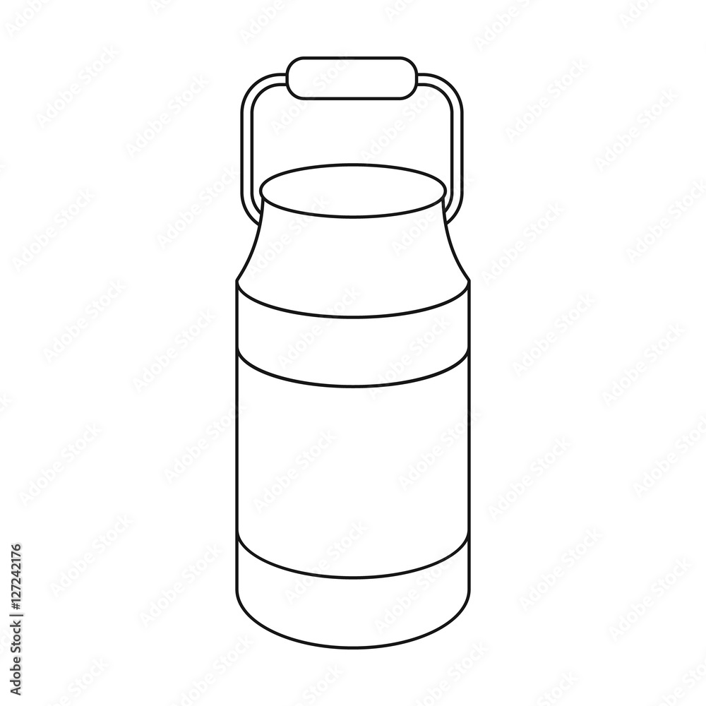 Milk cans icon in outline style isolated on white background. Milk ...