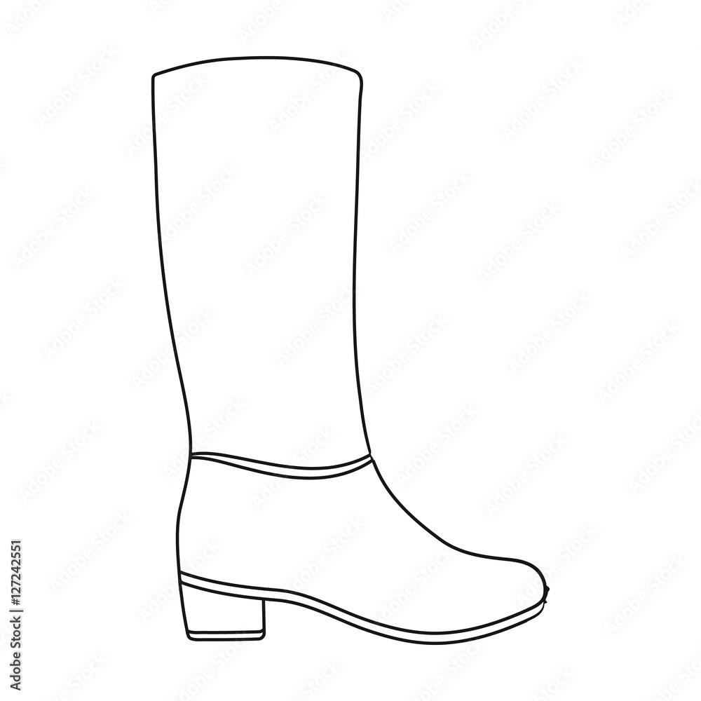 Knee high boots icon in outline style isolated on white background ...