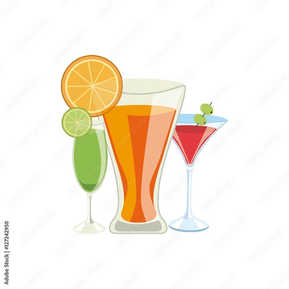 cocktails drinks over white background. colorful design. vector ...