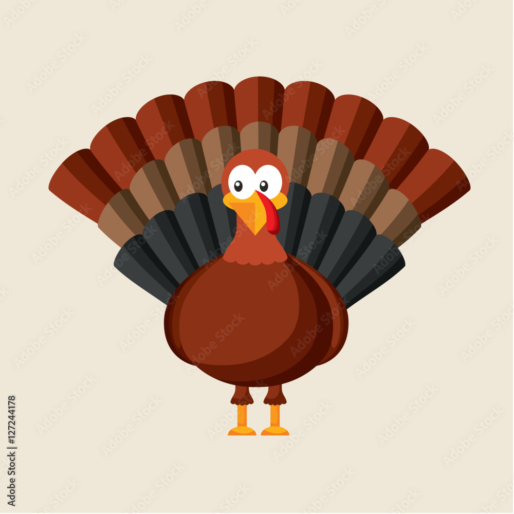 cartoon turkey animal over white background Stock Vector | Adobe Stock