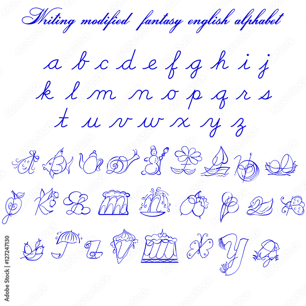 writing fantasy modifyed english alphabet vector illustration Stock ...