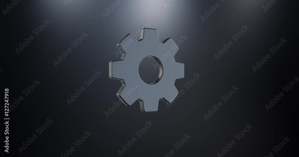 Animated Gear Black 3d Icon Loop Modules for edit with alpha matte ...