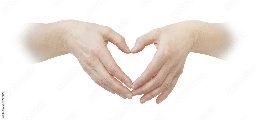 Making a heart with hands - female hands with thumbs and fingers ...