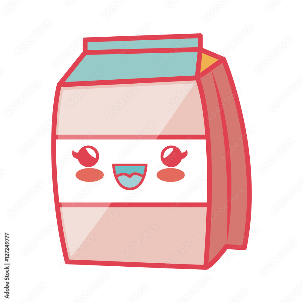 milk box carton kawaii style isolated icon vector illustration design ...