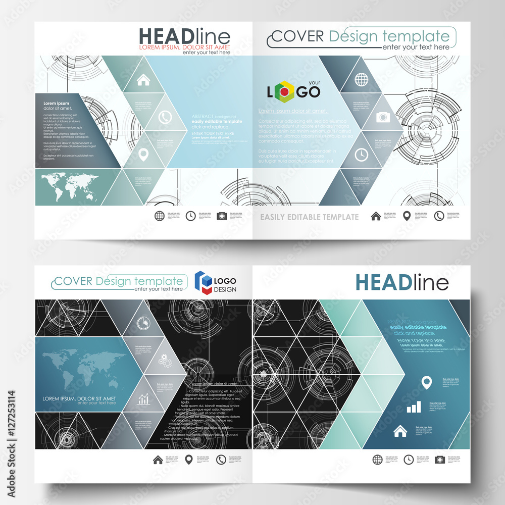 Business templates for square bi fold brochure, magazine, flyer ...