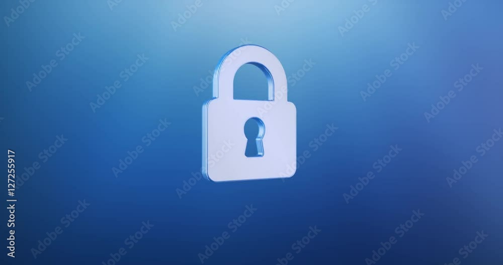 Animated Lock Blue 3d Icon Loop Modules for edit with alpha matte Stock ...