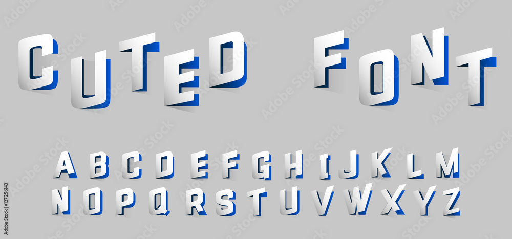 Alphabet letters cut out from paper blue style. Vector illustration ...