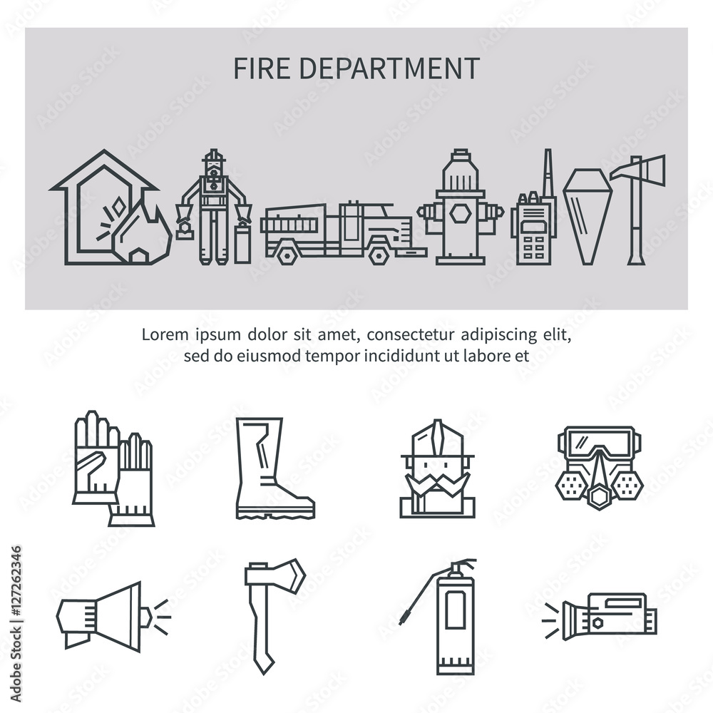 Fire safety line icons. Stock Vector | Adobe Stock