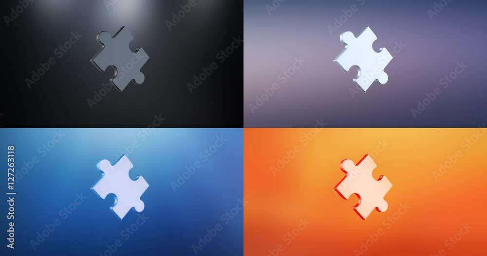 Animated Puzzle Piece 3d Icon Loop Modules for edit with alpha matte ...