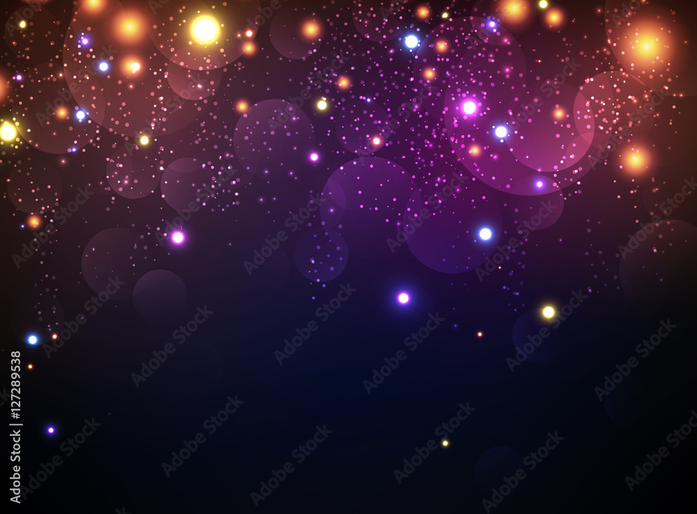 Purple festive background with lights. Stock Vector | Adobe Stock