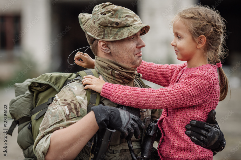 military father hugging his daughter Stock Photo | Adobe Stock