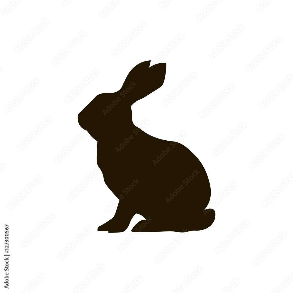 Silhouette of rabbit isolated on white backbround Stock Vector | Adobe ...
