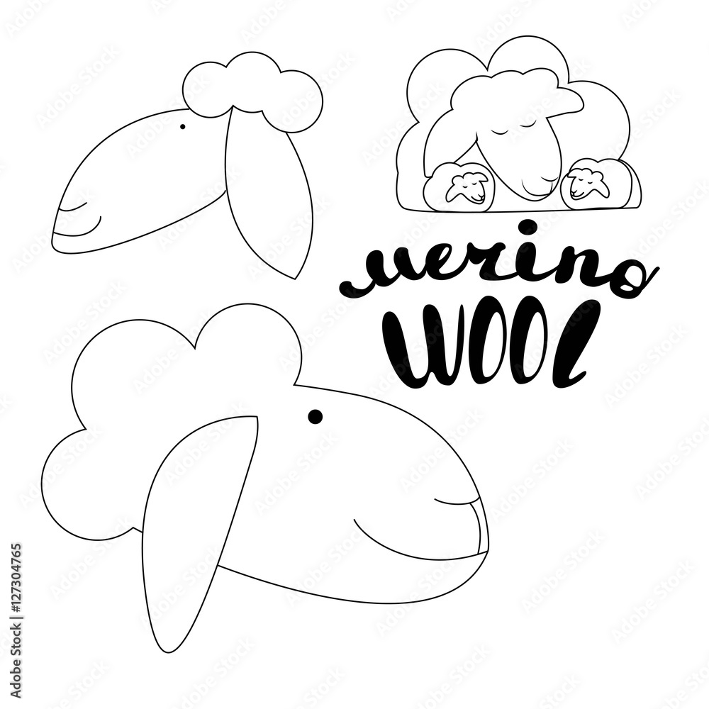 Black contour farm cartoon animal with a lettering inscription, Logo ...