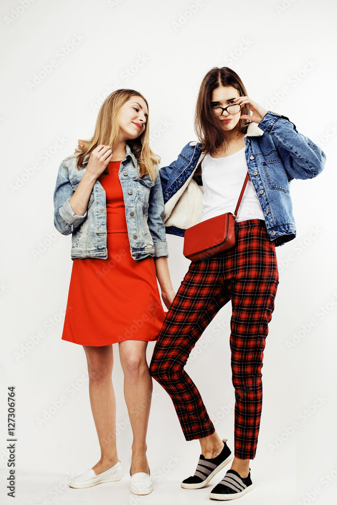 best friends teenage girls together having fun, posing emotional on ...