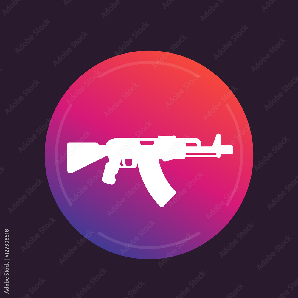 automatic gun icon, assault rifle, firearm round pictogram Stock Vector ...