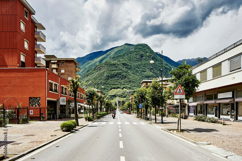 Mountain town at start and end of Bernina Express railway, Tirano ...