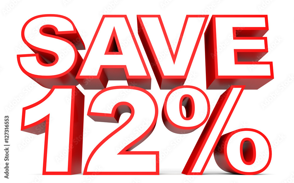 Discount 12 percent off. 3D illustration on white background. Stock ...