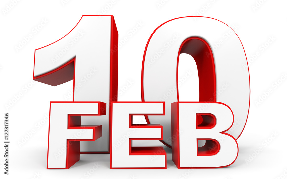 February 10. 3d text on white background. Stock-Illustration | Adobe Stock