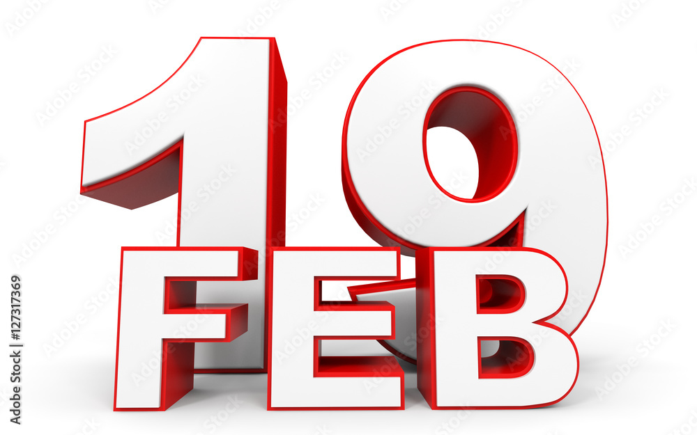 February 19. 3d text on white background. Stock Illustration | Adobe Stock