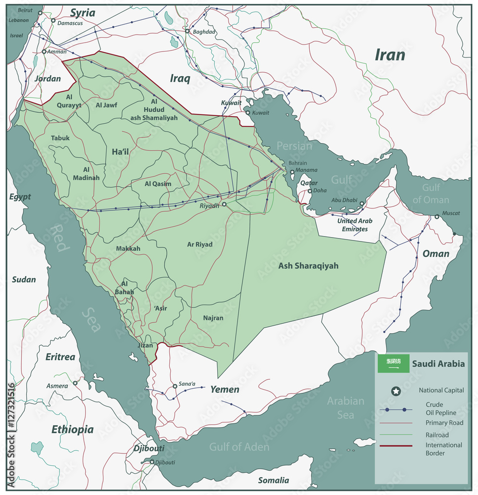 Saudi Arabia map with selectable territories. Vector Stock Vector ...