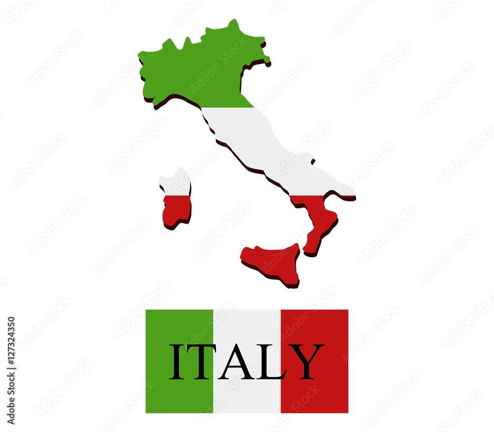 map of Italy with flag Stock Vector | Adobe Stock