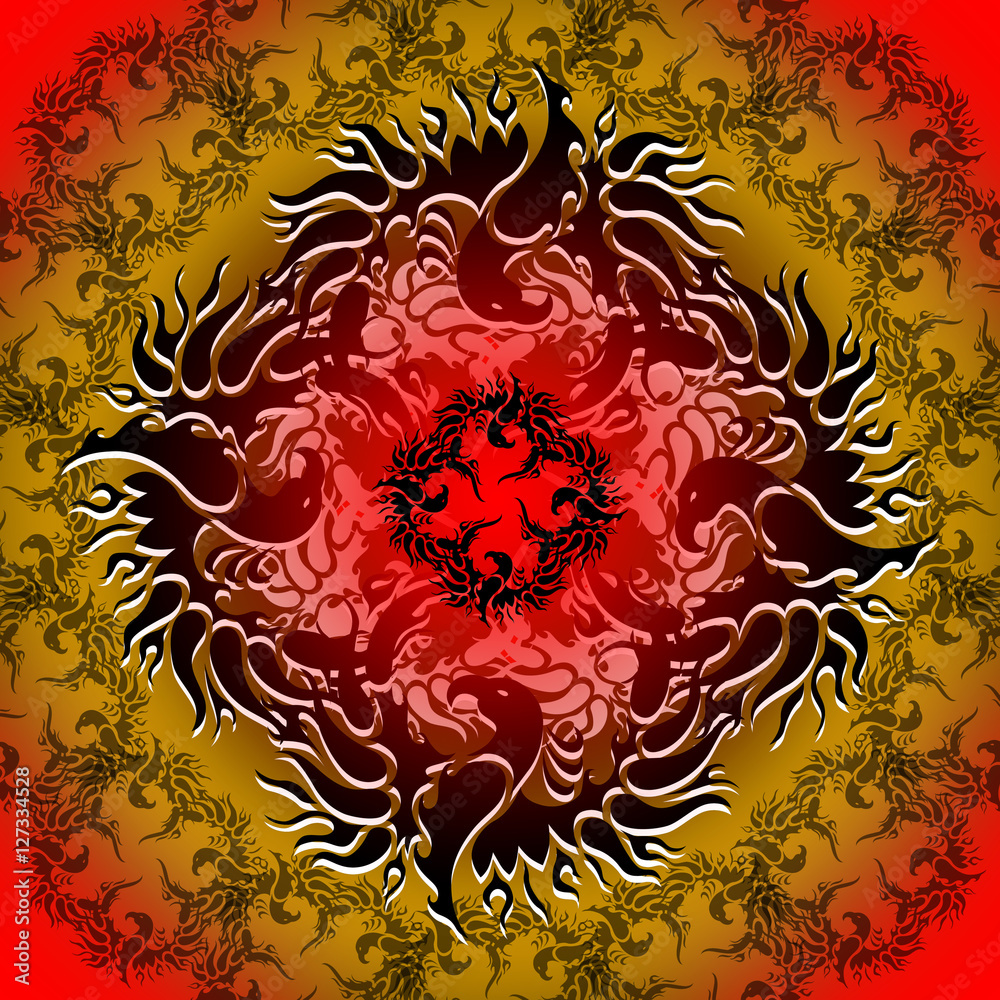 Phoenix Mandala Stock Illustration | Adobe Stock