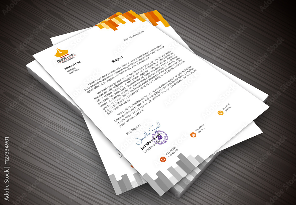 Bar Pattern Header/Footer Element Letterhead Layout Stock Template ...