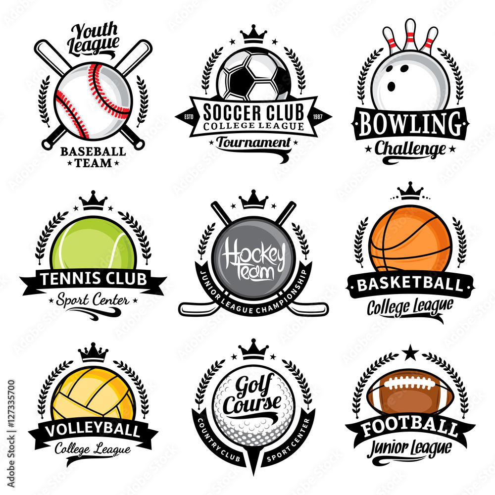 Set of vector sport emblems and labels Stock Vector | Adobe Stock