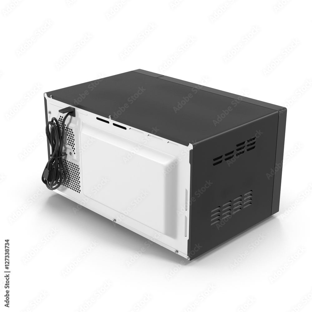 Microwave oven isolated on white. Rear view. 3D illustration Stock ...
