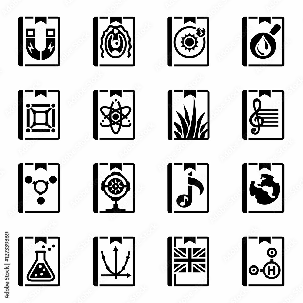 Vector Schoolbook icon set Stock Vector | Adobe Stock