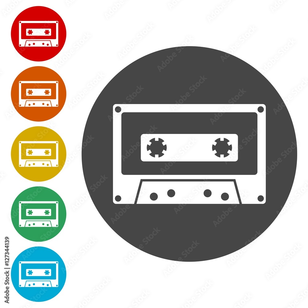 Cassette icons set Stock Vector | Adobe Stock
