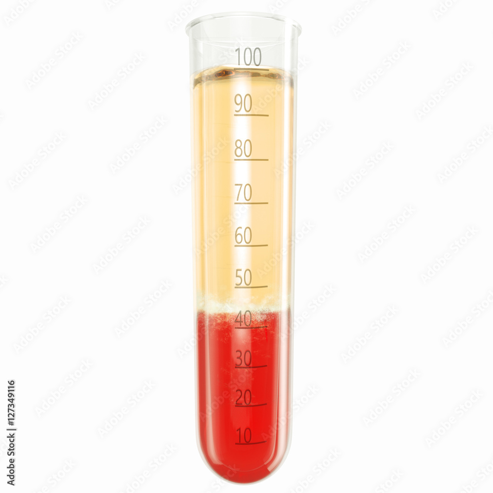 Normal blood plasma, blood cells in test tube - 3d rendering Stock ...