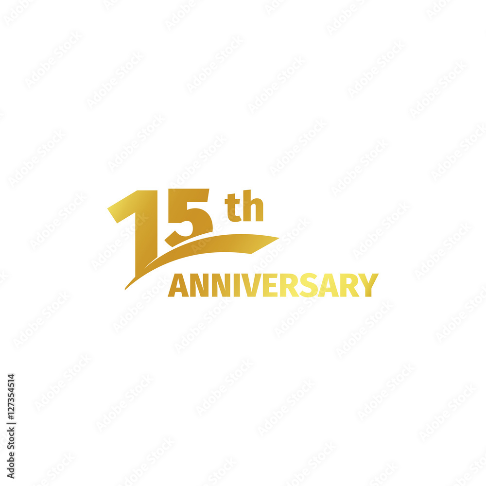 Isolated abstract golden 15th anniversary logo on white background. 15 ...