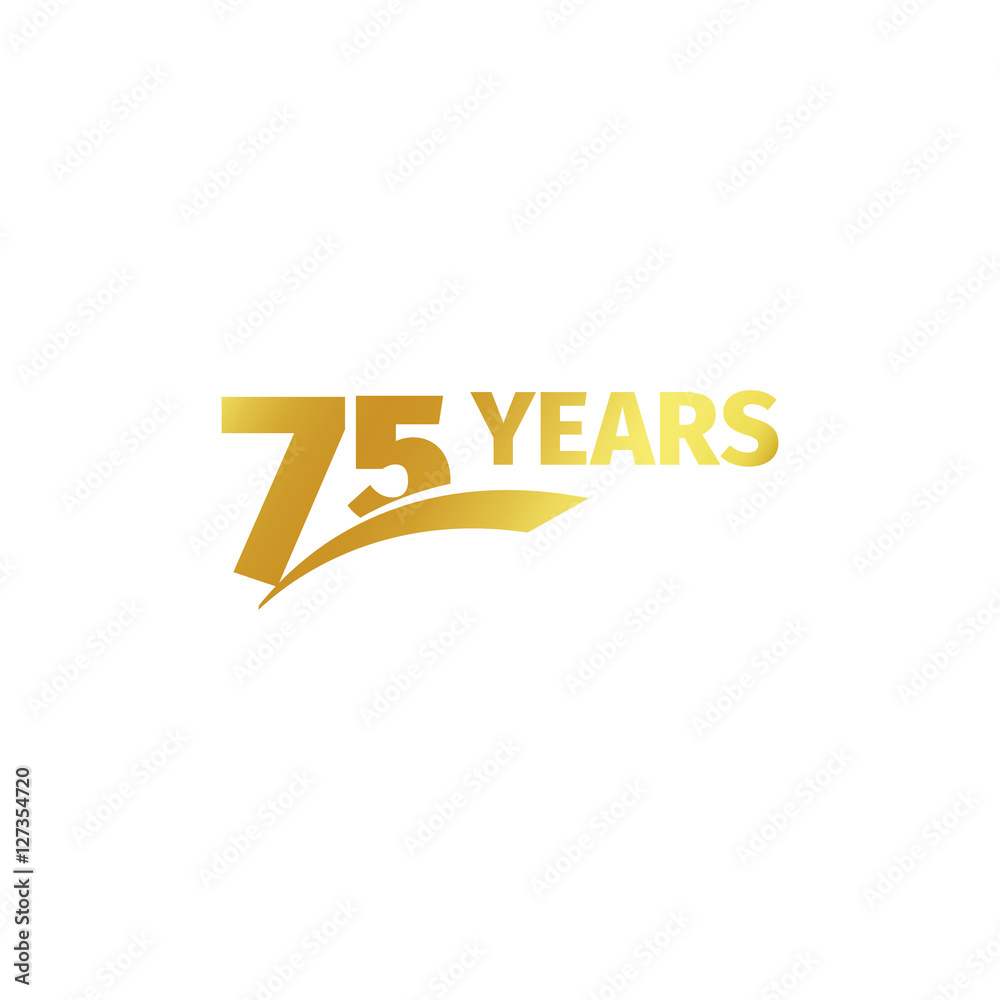 Isolated abstract golden 75th anniversary logo on white background. 75 ...