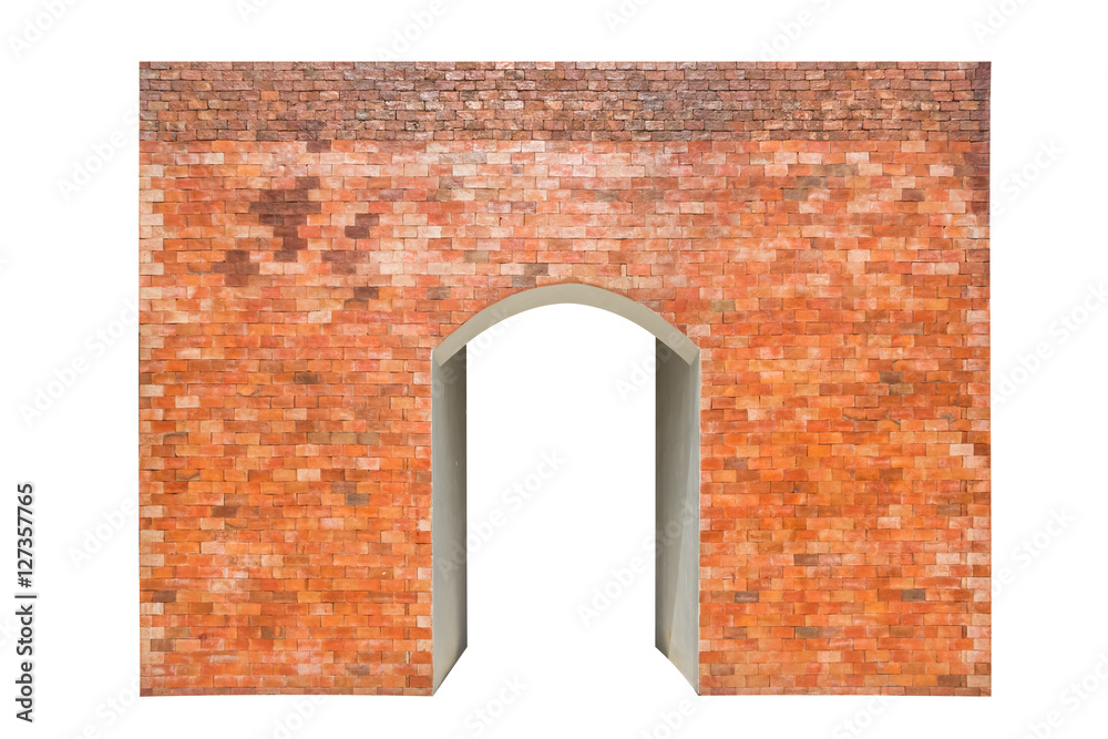 Arch built of red brick isolated on white background, Clipping p Stock ...
