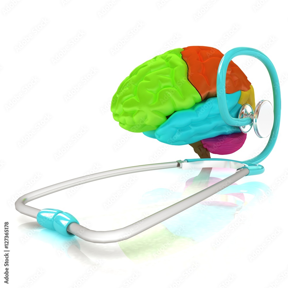 stethoscope and brain. 3d illustration Stock Illustration | Adobe Stock