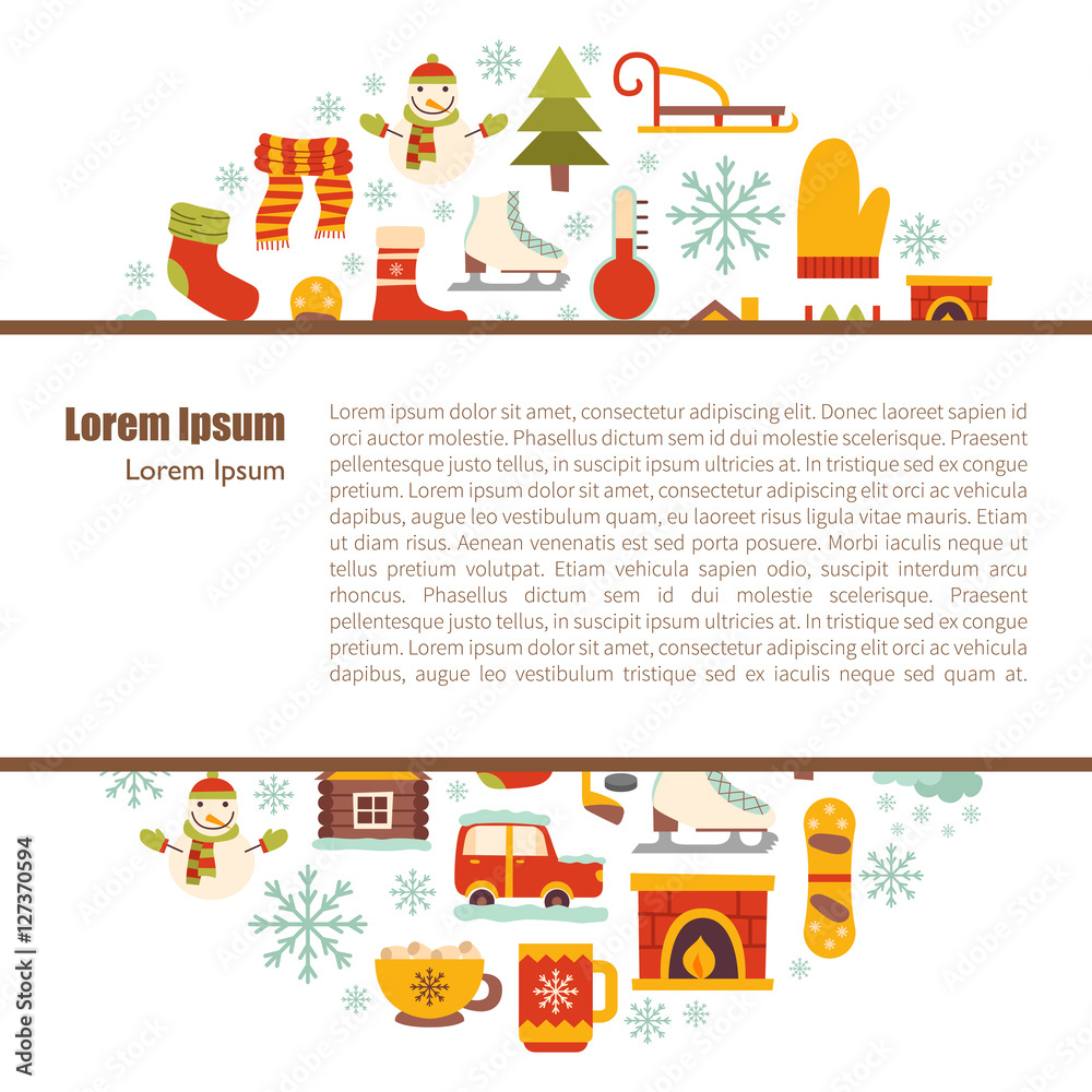 Vector winter cartoon background Stock Vector | Adobe Stock