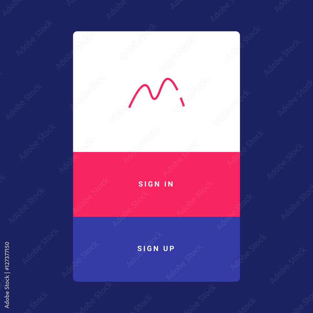 UI, UX and GUI template layout for Mobile Apps. Welcome screen. Pink ...
